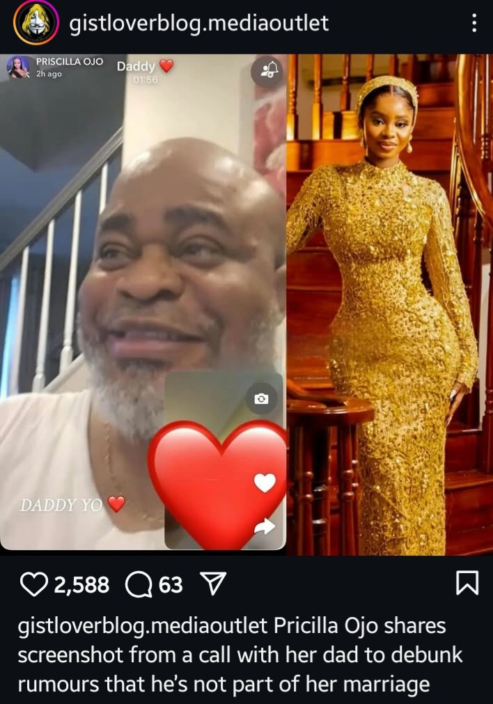 Priscilla Ojo Reacts to Father’s Absence at Her Wedding Ceremony