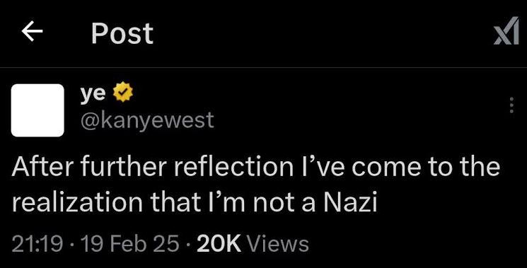 After Further Reflections, I'm Not A Nazi - Kanye West Makes U-turn