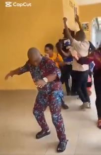 Video Of Nigerian Lecturer Dancing With His Students After Class
