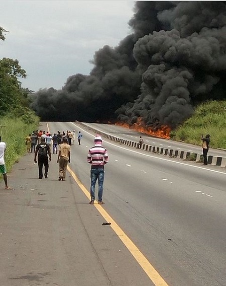 Tension as Terrible Tanker Explosion Rocks Benin-Ore Expressway (Photos)