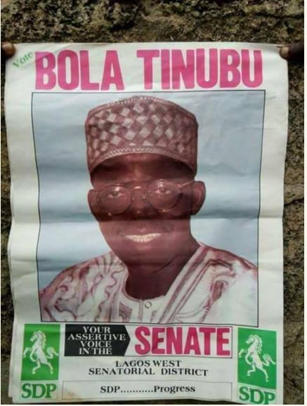Throwback Photo: Campaign Poster of Bola Tinubu for Senate Under SDP in ...