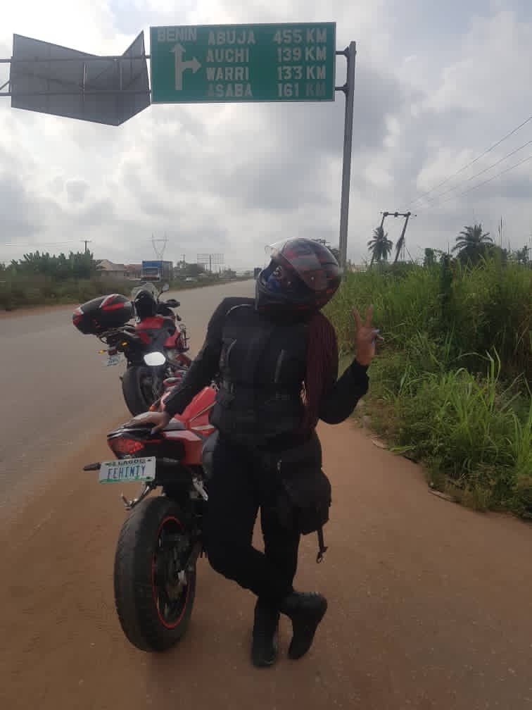 Nigerian Lady Rides Bike From Lagos To Onitsha And Back Within A Day (Photos)