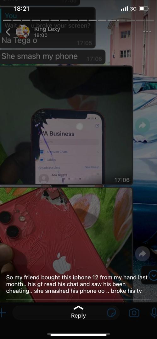 Girlfriend Smashes Cheating Boyfriend's New iPhone 12, Plasma TV (Photos)