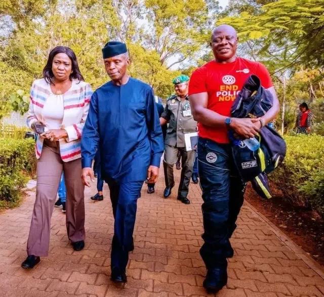 VP Osibanjo Receives London To Lagos Biker, Kunle Adeyanju At The ...