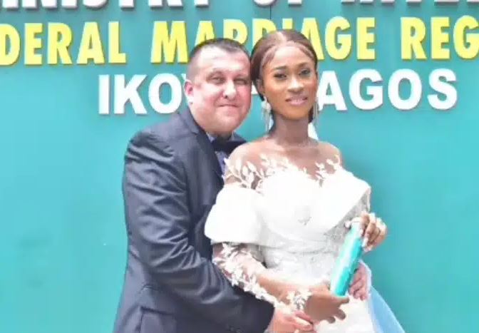 Caucasian Man Flies To Nigeria To Wed Lover At Ikoyi Registry (Video)