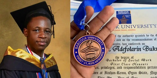 Man Celebrates First-class Degree From Babcock University, Shows Off Medal